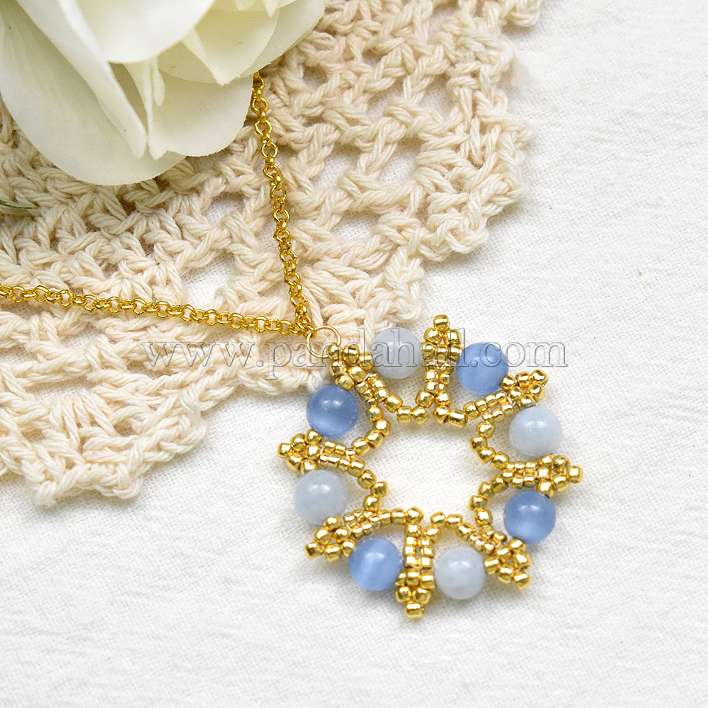 PandaHall Selected Idea on Blue and Golden Pendant Necklace | Pandahall ...