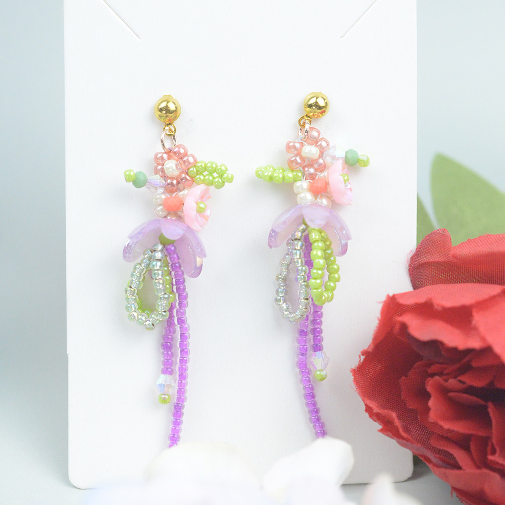 Vibrant Color-Blend Seed Bead Flower Earrings | Pandahall Inspiration ...